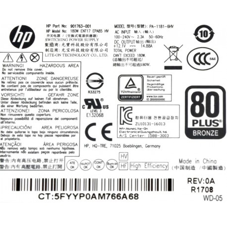 PA-1181-6HV 901763-001 180w hp prodesk 600 elitedesk 800 gt - Power supply