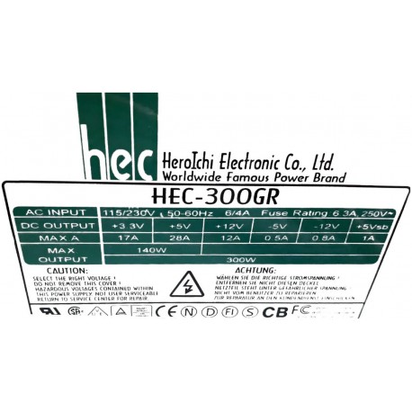 hec HEC-300GR - Computer, server power supply
