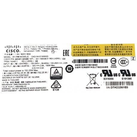 Cisco PWR-RGD-AC-DC-H ie 5000 341-100438 TPSN-150AB c TPSN-150ABc ...