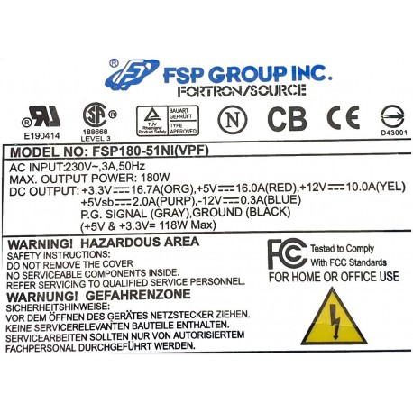 180w sparkle fsp FSP180-51NI(vpf) 9PA1801201 - Power supply