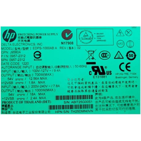 HP Delta Electronics EDPS-1000AB A J9580A 957-2312 1000W - Computer ...