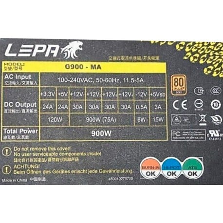 Lepa G900-MA 900W - Power supply