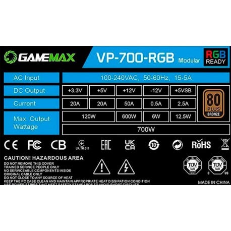 Gamemax VP-700-RGB 700 Watt - Power supply