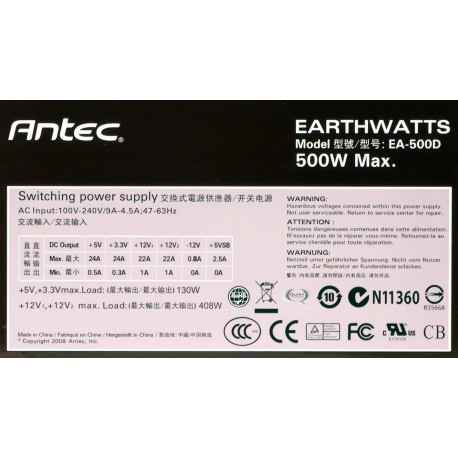 Antec EA-500D earthwatts 500 w atx - Computer, server power supply