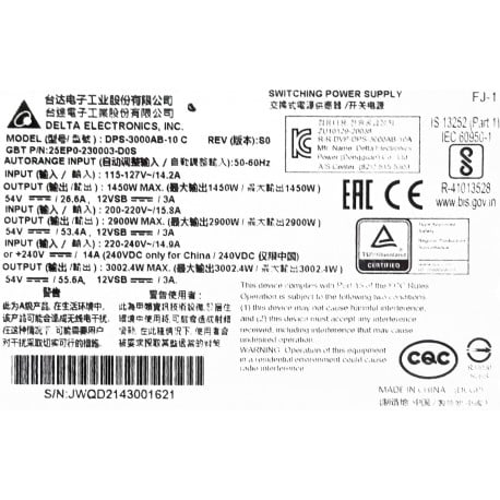 Delta DPS-3000AB-10 C DPS-3000AB-10C 25EP0-230003-D0S 3002.4 watt ...