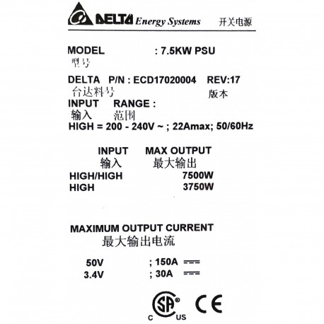 Delta 7.5KW PSU ECD17020004 7500 w N7K-AC-7.5KW - Power supply