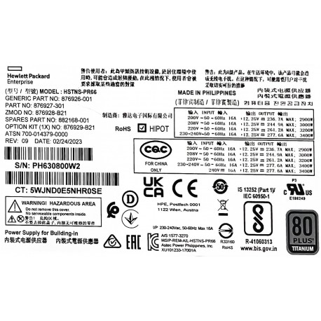 HSTNS-PR66 876927-301 882168-001 Synergy 12000 - Power supply
