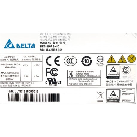 Delta Electronics DPS-280AB A DPS-280ABA 280w - Computer, server power ...