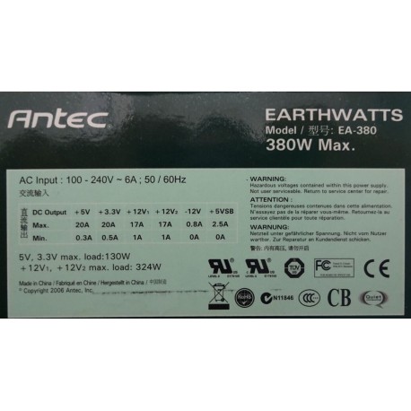 Antec earthwatts EA-380 380w - Alimentation électrique ordinateur, serveur